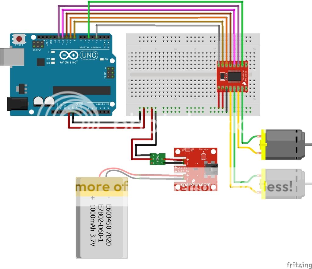Running arudino and 2 dc motors from liPo